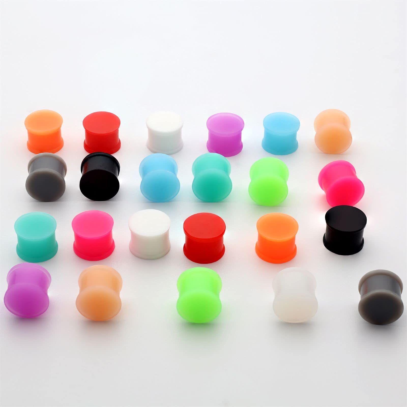 UJStyle 24pcs Silicone Plugs Tunnels Ear Gauges 8G-1 inch Multicolored Double Flared Saddle for Women Men Body Piercing Jewelry(8g(3mm))