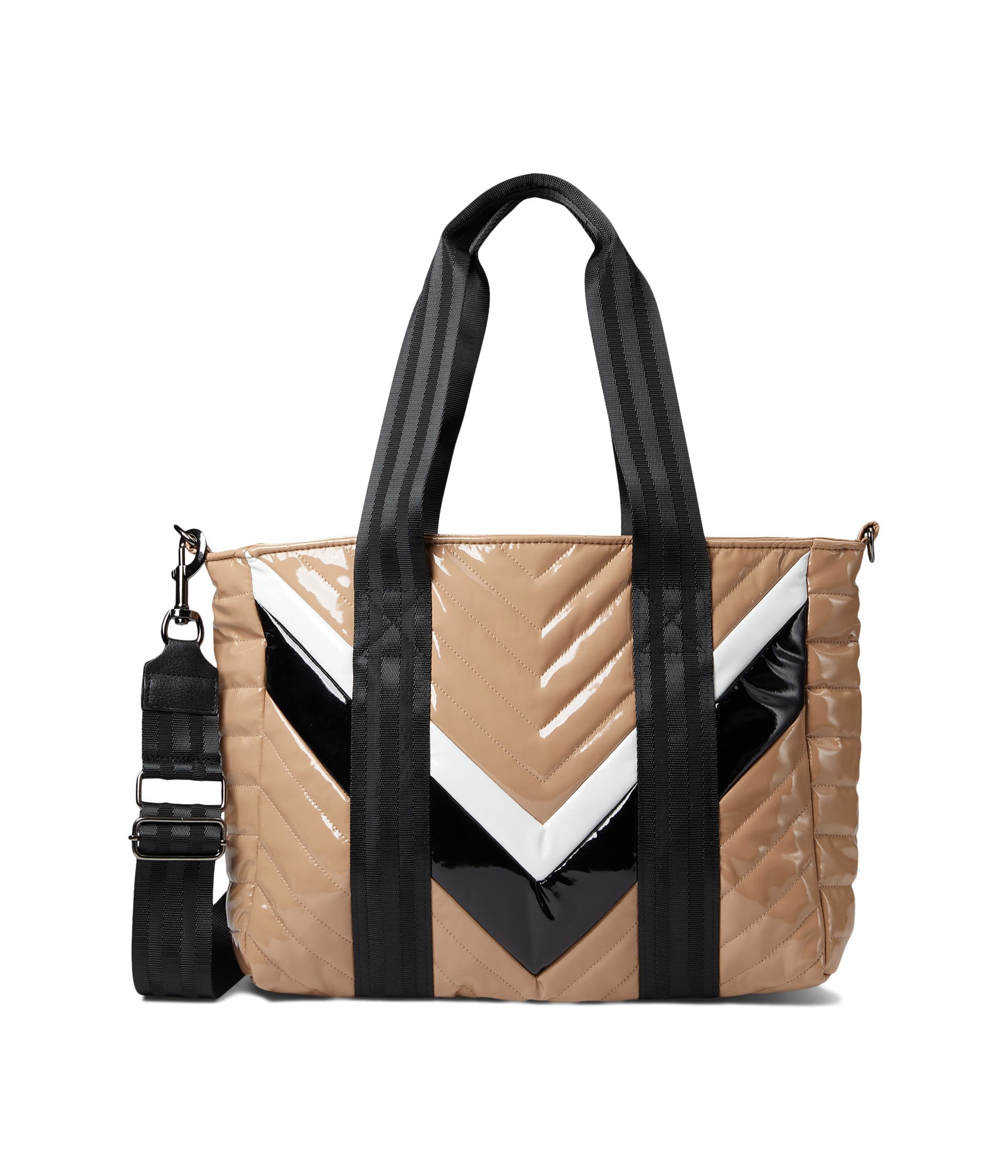 Think Royln Telluride Chevron Tote - Large Nude Patent/Black/White V Color-Block One Size