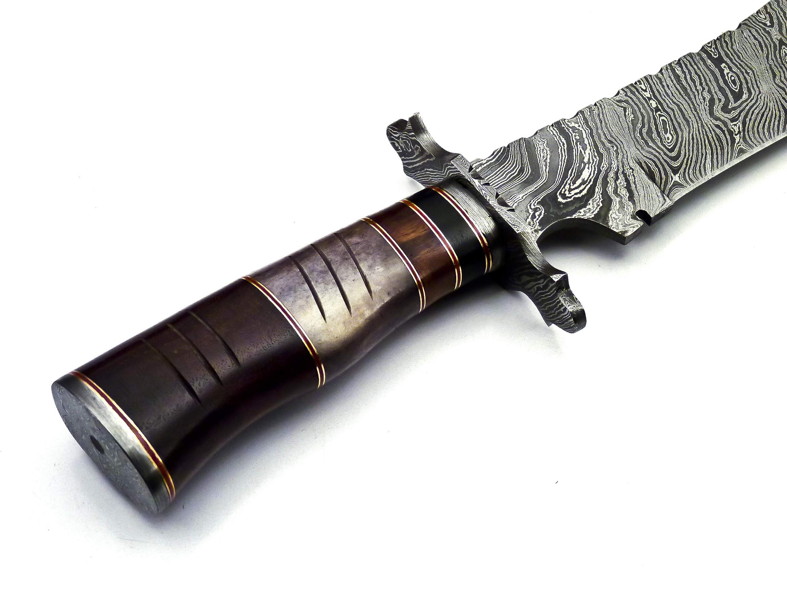 UK UNIQUE SHARP KNIVES BK-3039 Handmade Damascus Steel 15 Inches Damascus Steel Hunting Knife - Beautiful Rose Wood & Bone Handle