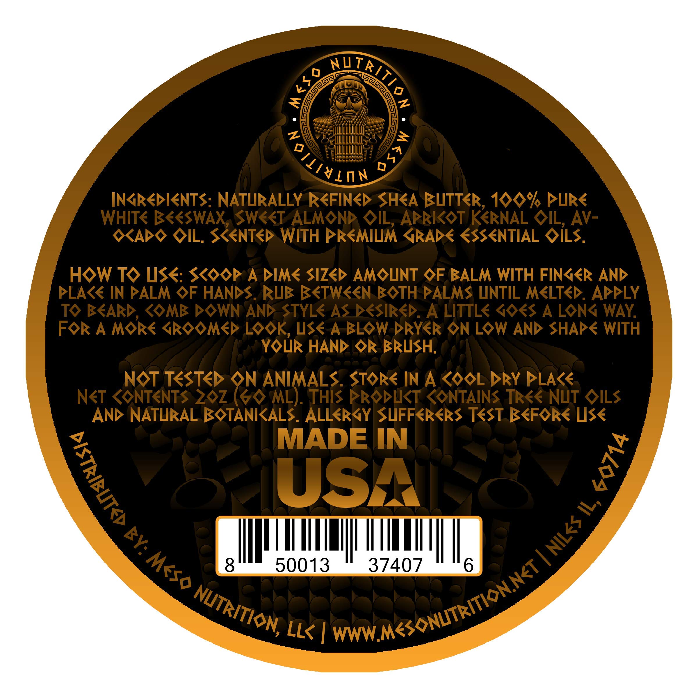 The Ziggurat Beard Balm - All Natural Vanilla, Tobacco, and Spicy Bourbon Fragrance - Meso Beard Care