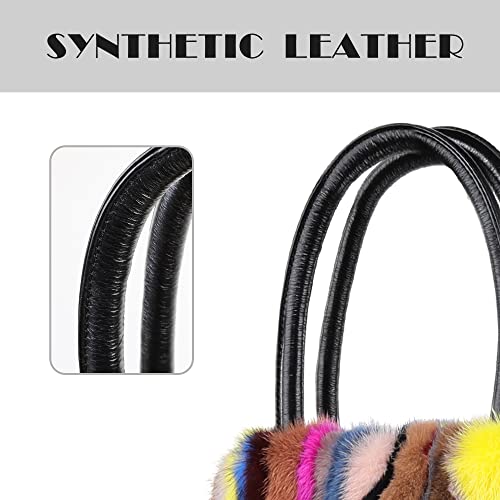 Women's Mink Fur Handbag Tote Furry Top Handle Bag Satchel Purses Multicolor(Multicoloured Bright)
