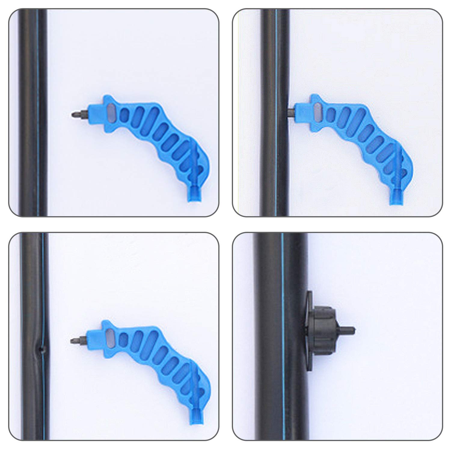 SHANGXING 2 PCS 2-in-1 Drip Irrigation Hole Punch Tool- Practical Drip Irrigation Tubing Hole Punch with 10 PCS Dropper Connector for 1/4 Inch Fitting Emitter Insertion Drip Sprinkler