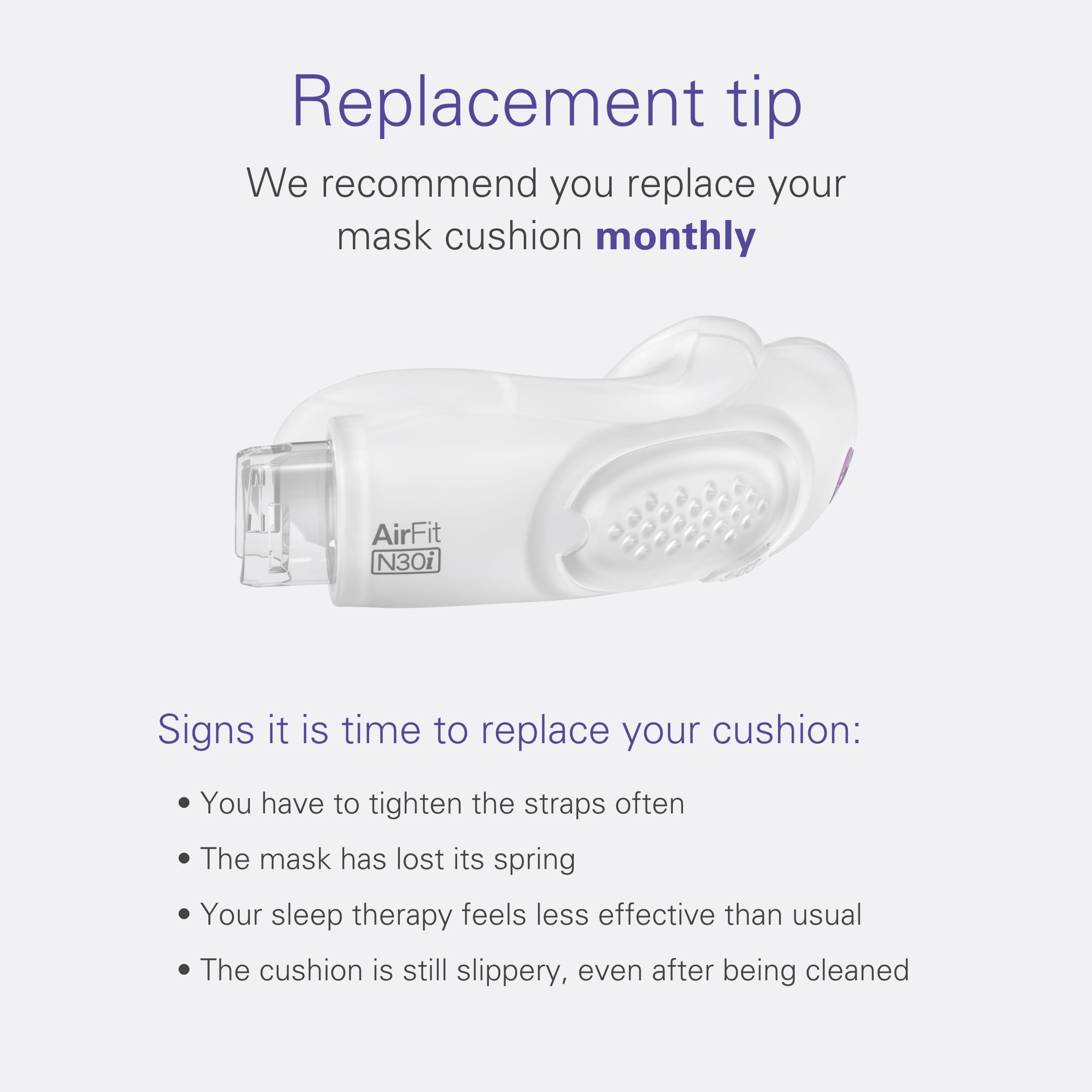 ResMed AirFit N30i Nasal Replacement Cushion - Small/Wide - ResMed CPAP Supplies - Silicone - Replace Every Month