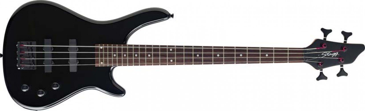 Stagg BC300 Nylon 4-String Fusion 3/4-Size Electric Bass Guitar - Black