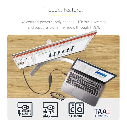 StarTech.com USB 3.0 to HDMI Adapter, USB to HDMI Monitor Converter for Windows, 1080P (No Support for macOS/ChromeOS/Linux)
