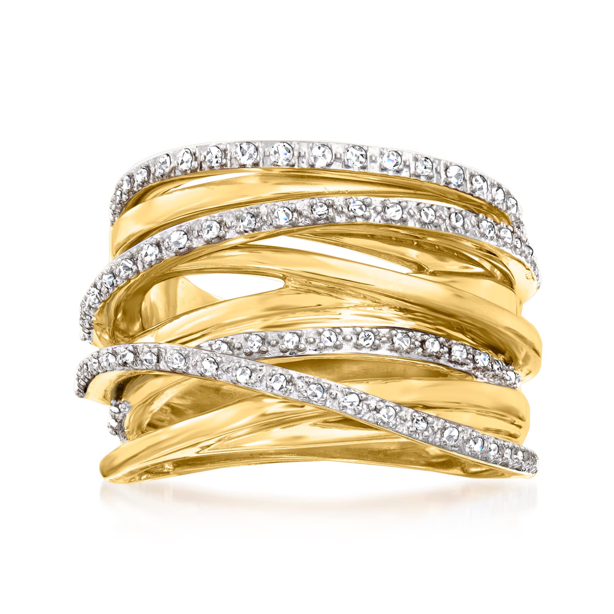 Ross-Simons 0.25 ct. t.w. Diamond Highway Ring in 18kt Gold Over Sterling. Size 8