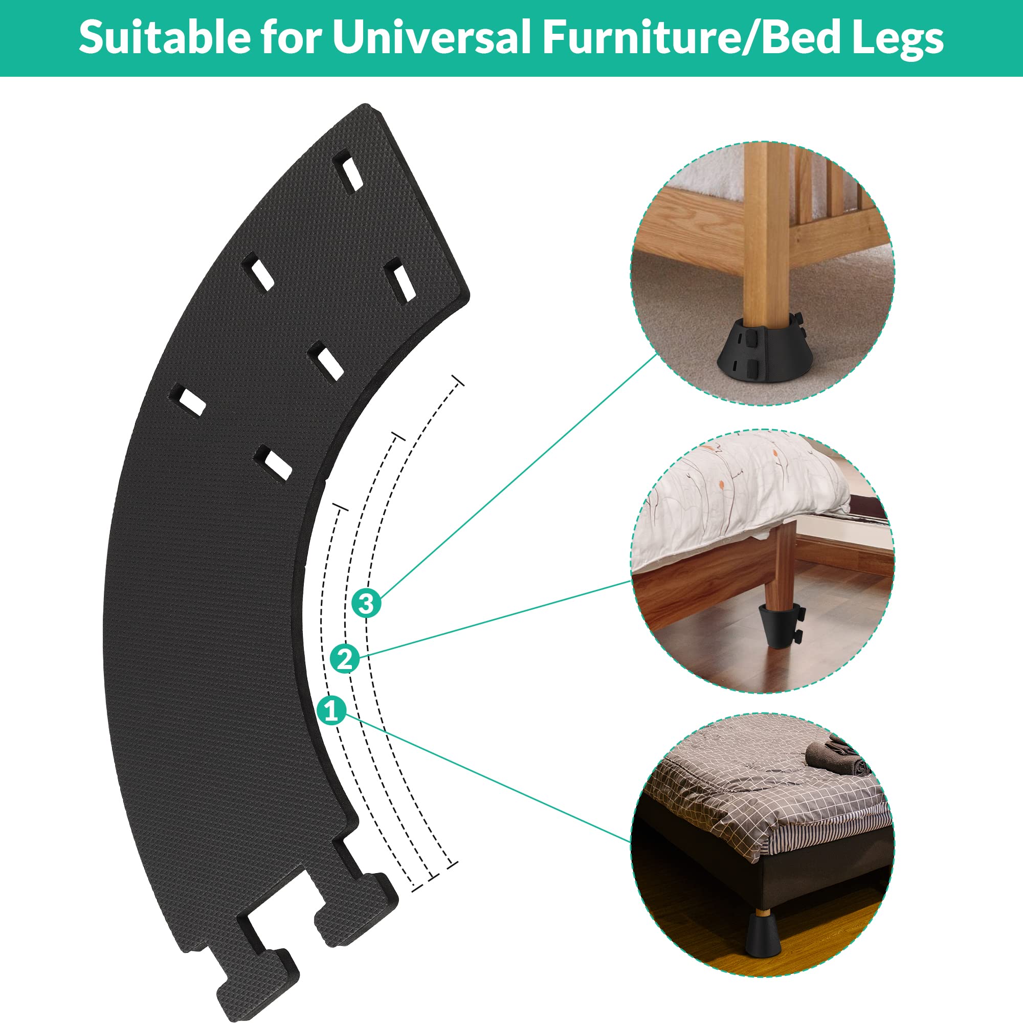 ZhouDaShu Bed Frame Leg Covers, Bed Frame Feet Protectors for Toe Saver, Toe Bumpers Keep Your Toes from Hard Furniture Legs, Spliceable EVA Toe Guard, Black-4 Pcs