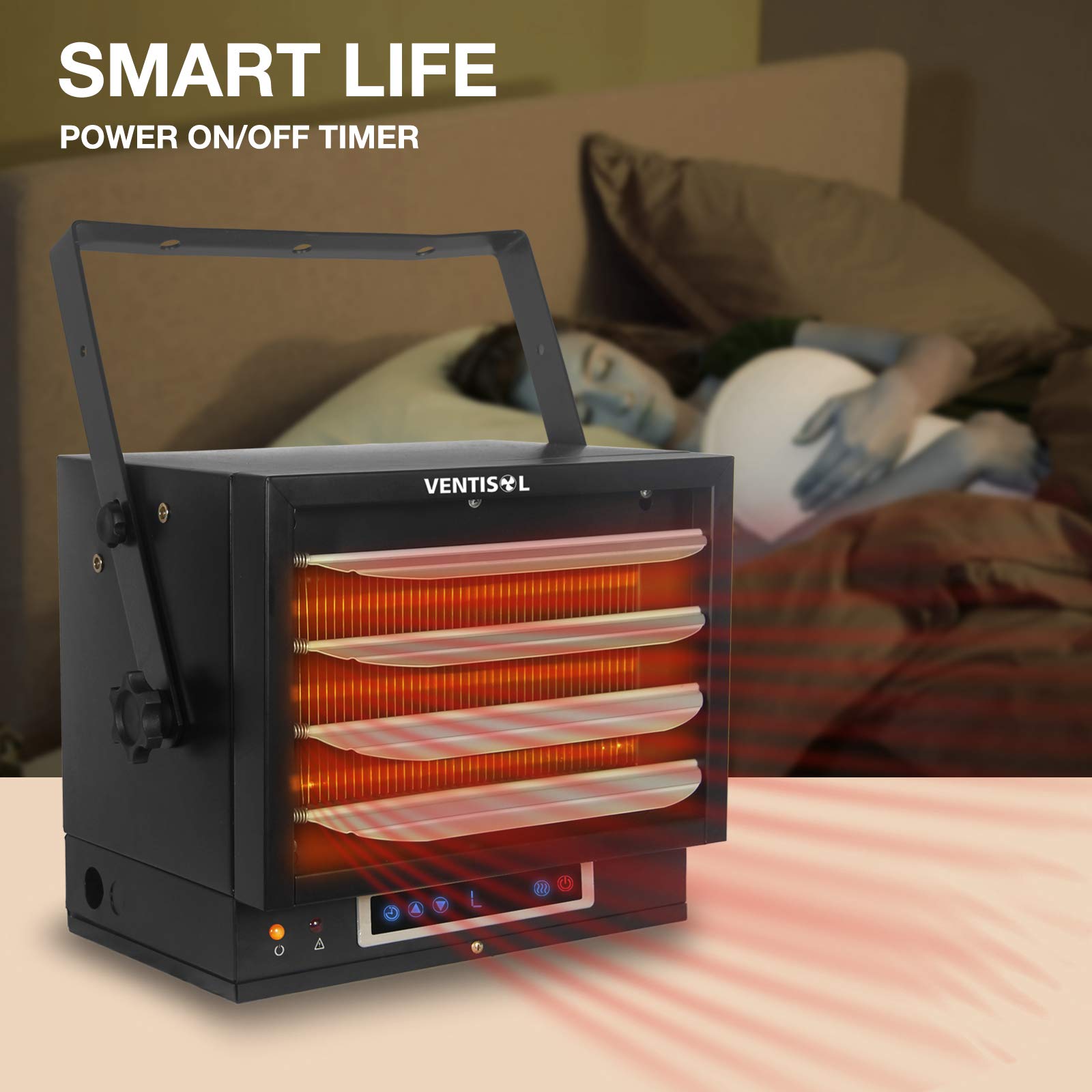 VENTISOL 7500W Electric Garage Heater 240v Heavy-duty Fan-forced Ceiling Mounted Heater With Bracket And Thermostat for Garage, Home,Factory,Basement, With Remote Control