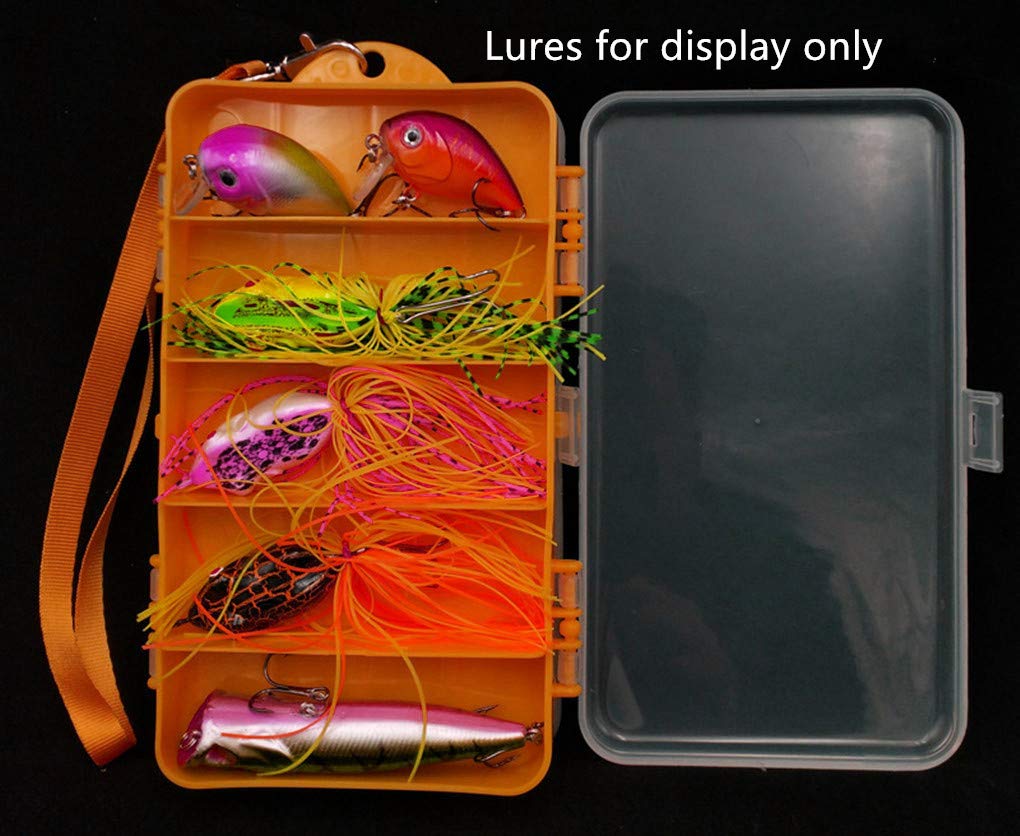 Toasis Two Sided Plastic Box Fishing Lure Storage Container Organizer Small Fishing Tackle Box (Orange)
