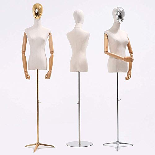 Tailors Dummy Female Mannequin Body with Plating Face and Round Base| for Dress Form Display Stand Dressmakers Dummy