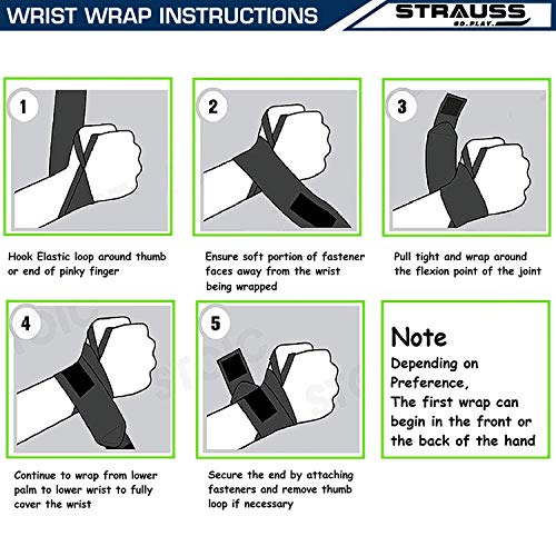 STRAUSS WL Cotton Gym Support, Pair (with Thumb Support), (Black/White) 2 Straps, (1Pair)