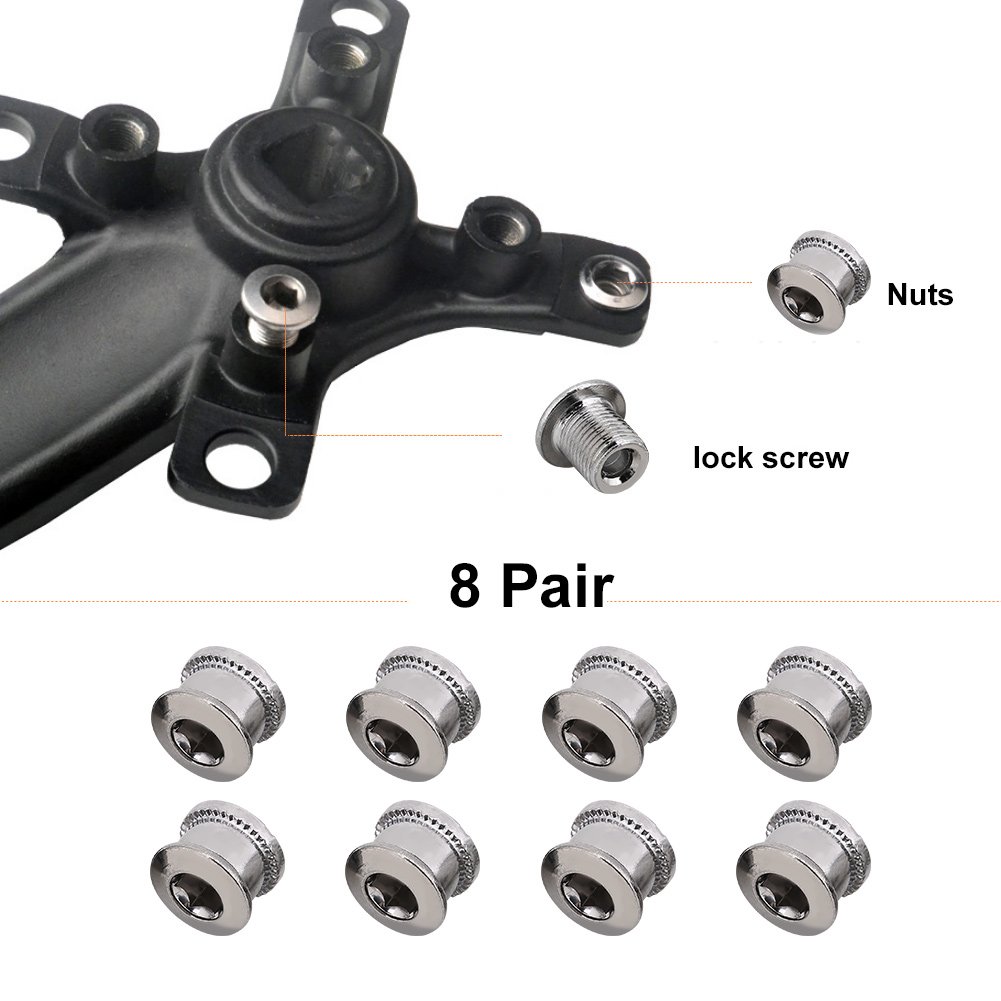 Steel Double Chainring Bolts, Crankset Screw Bolts, Mountain Bikes Road Chain Wheel Crankset Screws Double Chainring Bolts & Nuts