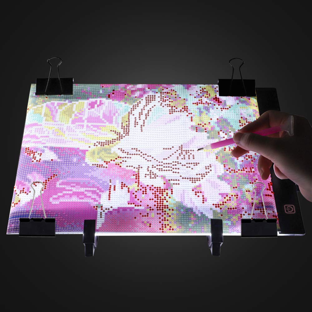 SGHUO Diamond Painting A4 LED Light Box and Tools Set, with A4 LED Light Pad, Stand Holder, Clips, Diamond Painting Roller, Diamond Painting Boxes and Diamond Painting Tools, 37pcs