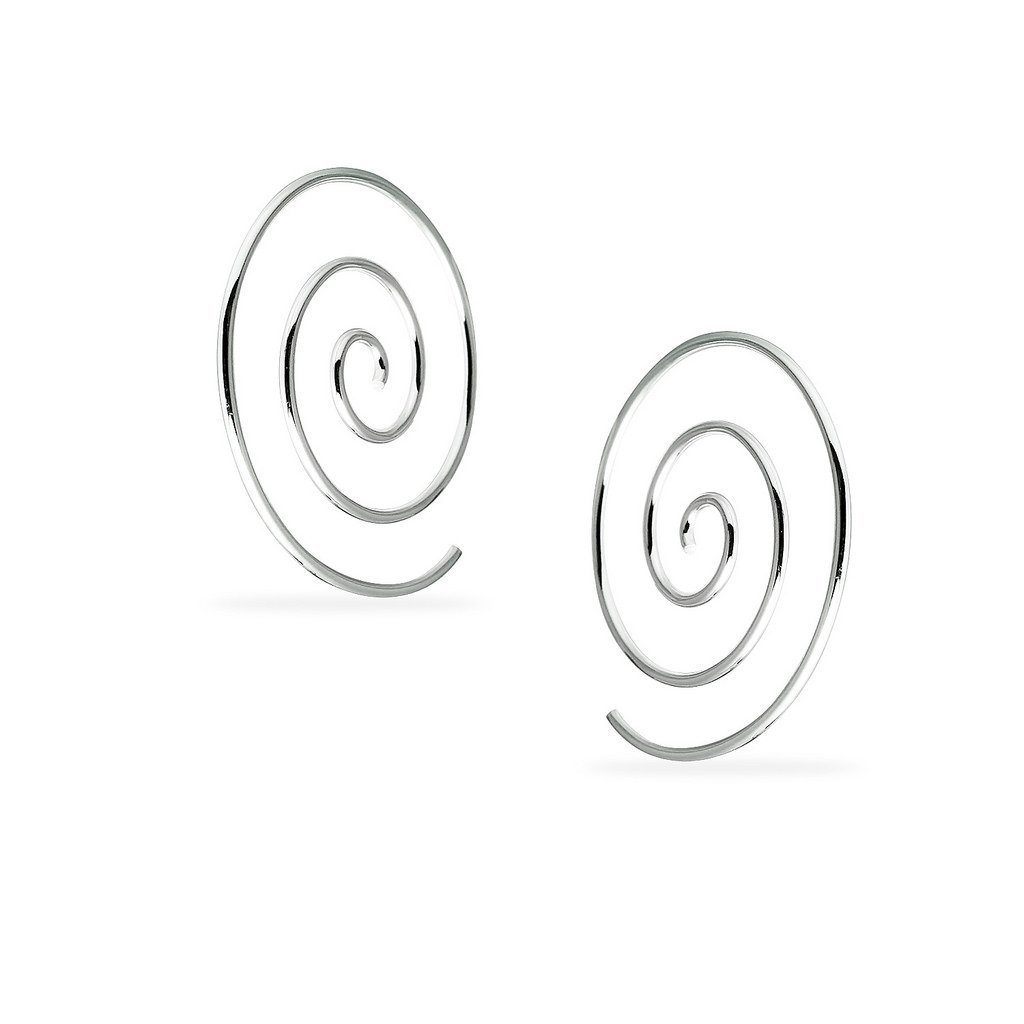 Sterling Silver Spiral Hoop Earrings One Pair Set 25mm Women Girls