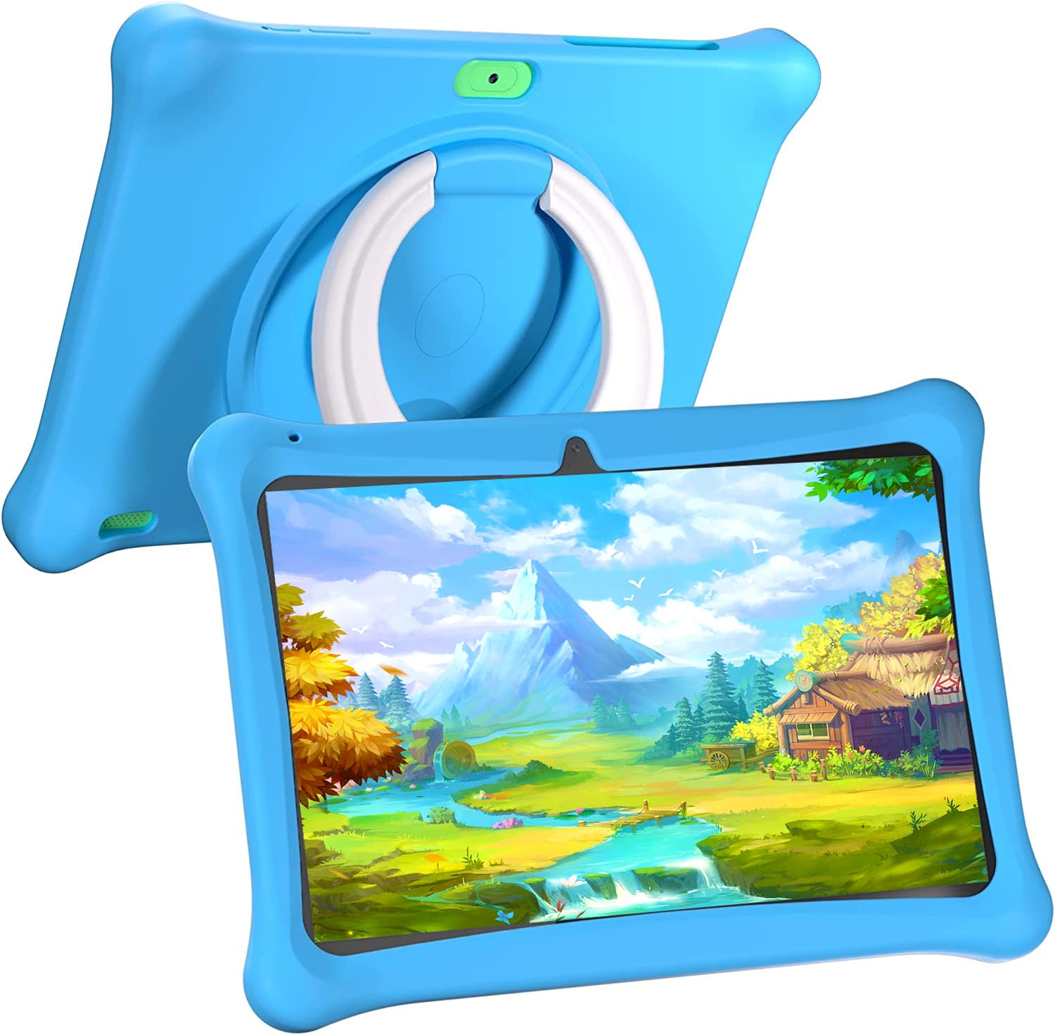SGIN 10 Inch Kids Tablet with Case, 2GB RAM 64GB ROM Kids Tablets with WiFi, Android 12 Tablet for Kids, Dual Camera, Educational Games,Parental Control APP, iWawa Pre Installed (Blue)