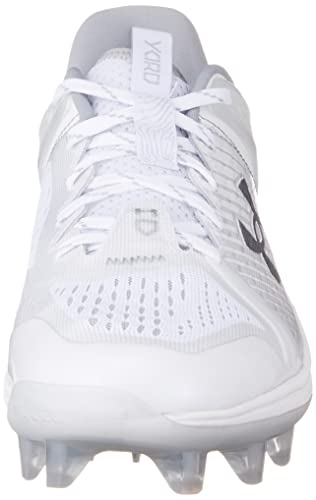 Under Armour Men's Yard Low MT TPU Baseball Cleat, (100) White/White/Metallic Silver, 8.5
