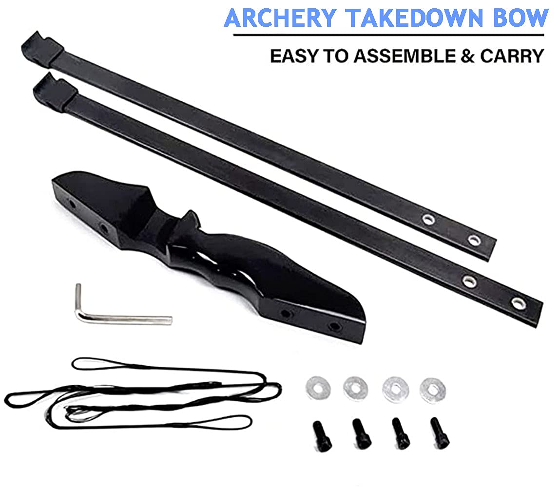 Vogbel Archery Takedown Recurve Bow and Arrows Set 30lb 40lb Right Hand Longbow Kit Straight Bow for Adults Beginner Shooting Training (Black, 40lb)