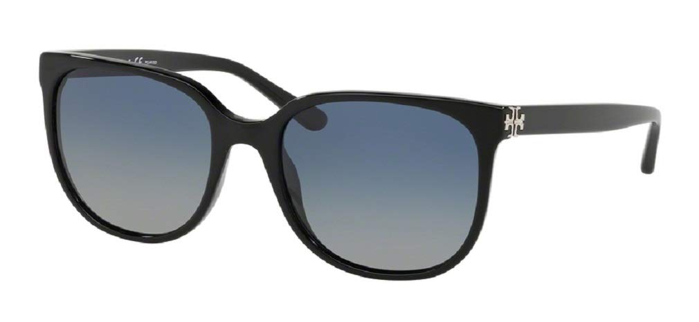 Tory Burch TY7106 17091H 57M Black/Blue Gradient Polarized Square Sunglasses For Women + BUNDLE with Designer iWear Eyewear Kit (LARGE)