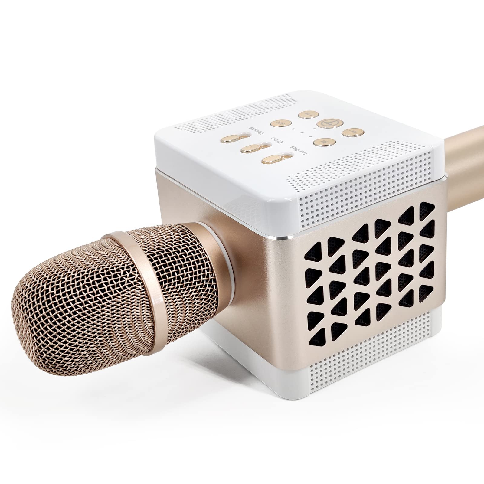 TOSING 016 Karaoke Microphone for Adults/Singer 20W Bluetooth Bass Sing Machine,Podcast 4000mAh Dual 58mm PA Woofer Wireless PA Speakers Sing Machine System(Gold)