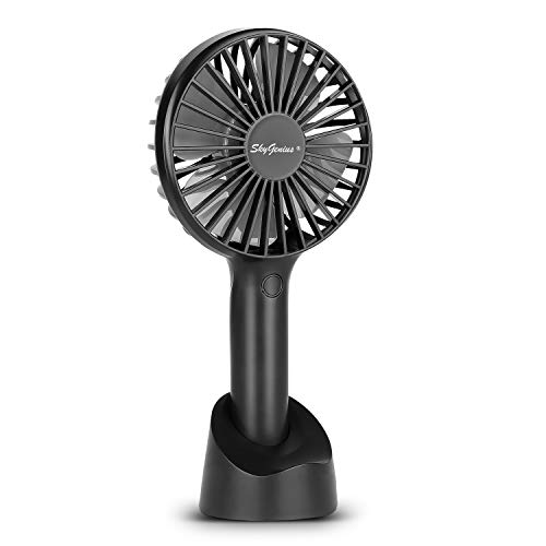 SkyGenius Portable Handheld Fan, 2600mAh Rechargeable Battery/USB Operated Mini Cooling Fan for Home Office Outdoors Travel(Black)…