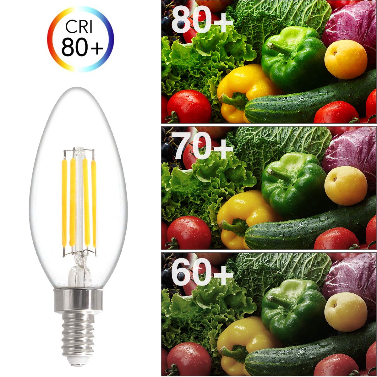 ZJOJO LED Candelabra Bulbs B11 Candelabra LED E12 Candelabra Base Candle Bulbs 2700K Warm 40 Watt Using only 4Watts Chandelier Indoor/Outdoor 2700K 12Pack E12 Base NO-DIM