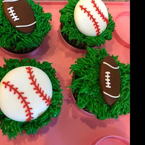 Set of 12 Royal Icing Sports Balls - Edible Cupcake Toppers by Sugar Deco (Baseballs)