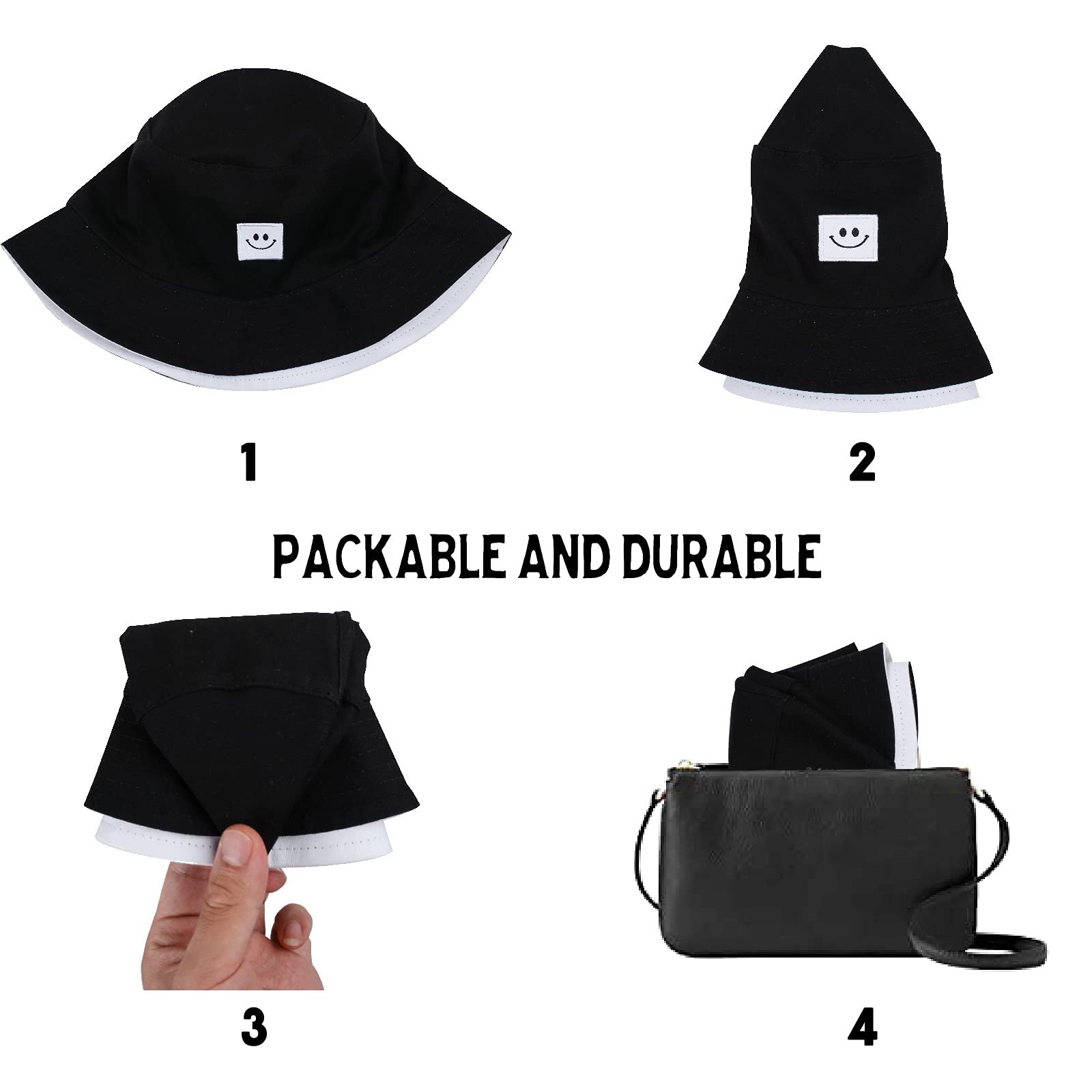 XSKJY Reversible Smiley Face Bucket Hat Print Bucket Hat for Women Vacation Travel Beach Sun Cap