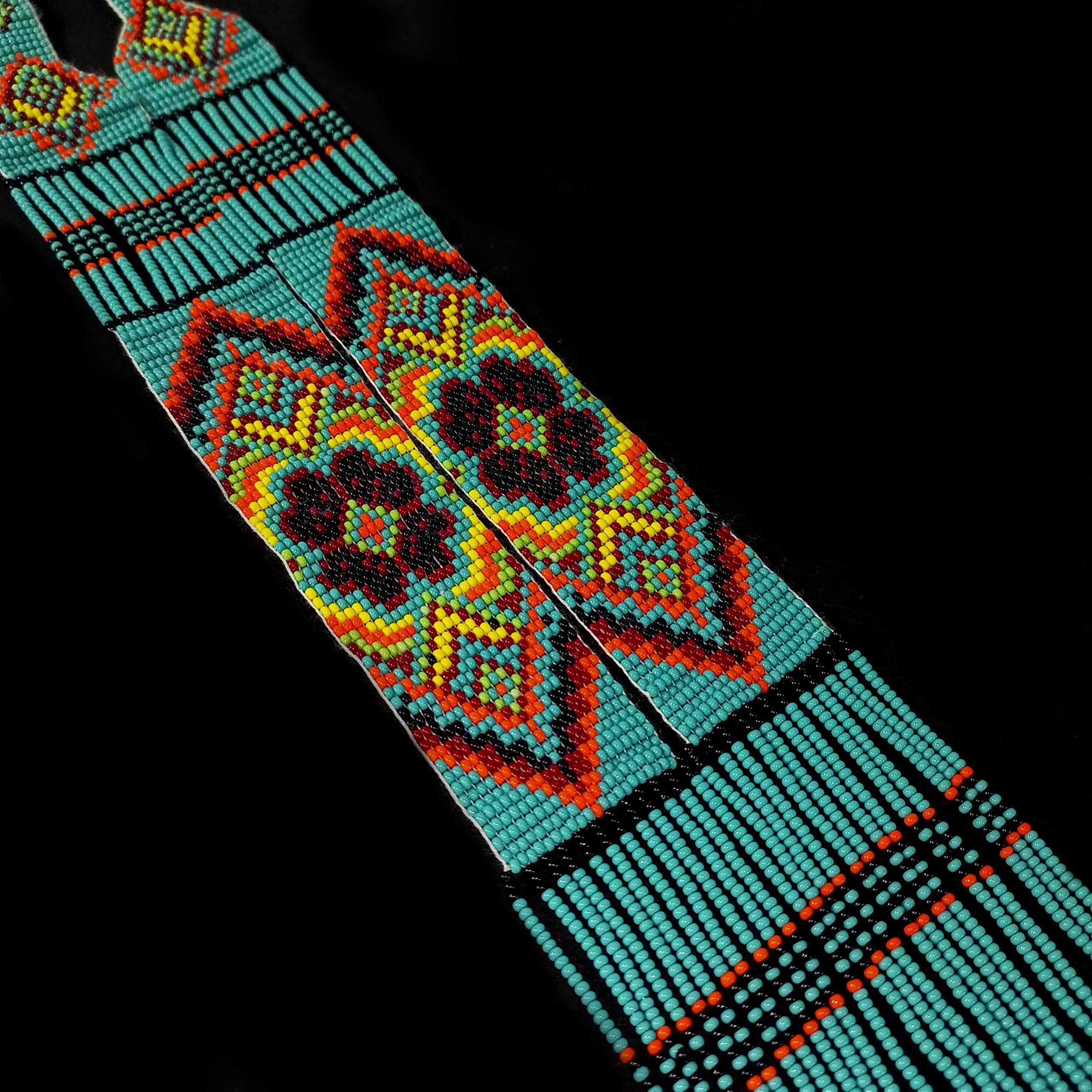 Weavish Native American Style beaded necklace for women Boho Statement Designer Jewelry Handmade Seed bead Long with earrings and Bracele (Turquoise)