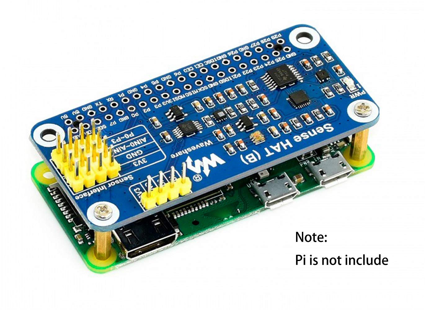 Sense HAT (B) for Raspberry Pi 4B/3B+/3B/2B/B+/A+/Zero/Zero W,Pi 40PIN GPIO Extension Header Onboard Gyroscope Accelerometer Magnetometer Barometer Temperature Humidity Multi Sensors I2C Interface