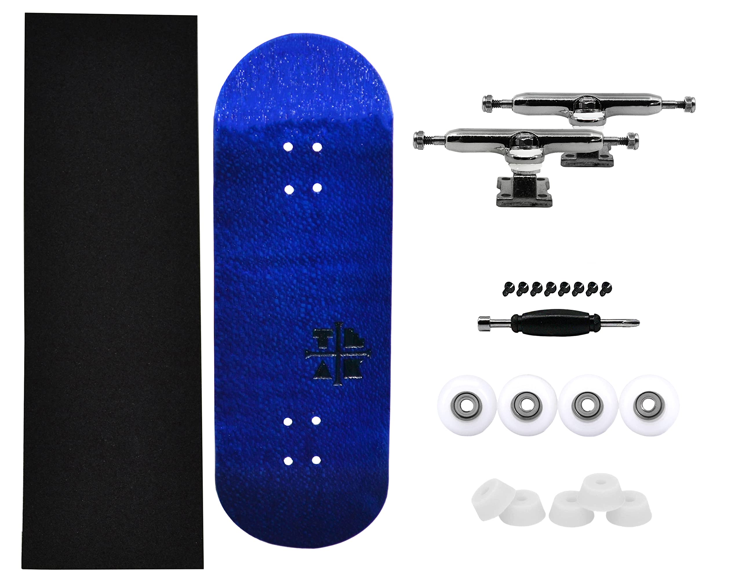 Teak Tuning Prolific Complete 32mm Fingerboard with Prodigy Trucks - Pre-Assembled - Blue Blizzard Edition - Upgraded Components, Pro Board Shape and Size, Bearing Wheels, and Locknuts