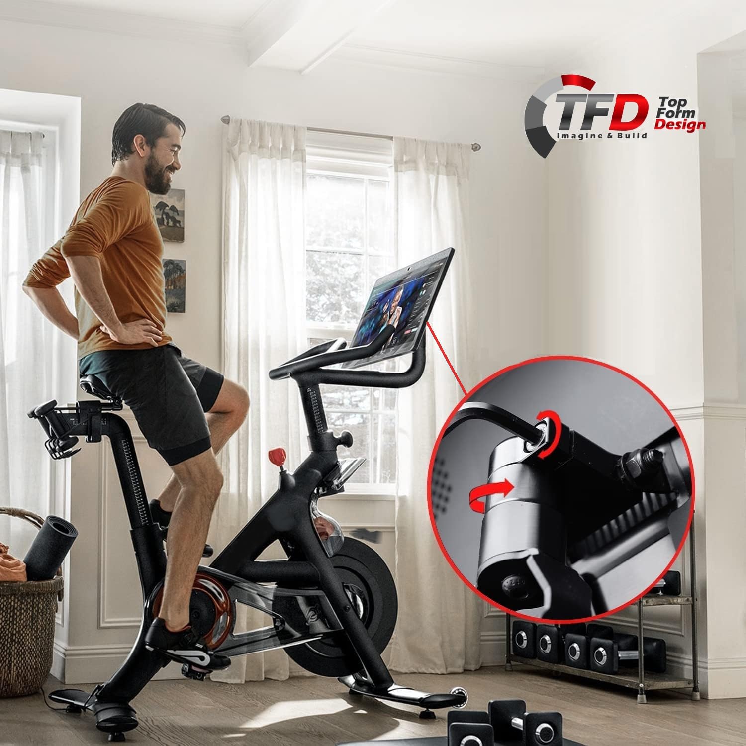 TFD The Pivot for Peloton Bikes (Original Models), Made in USA | 360° Movement Monitor Adjuster - Easily Adjust & Rotate Your Peloton Screen | Peloton Accessories