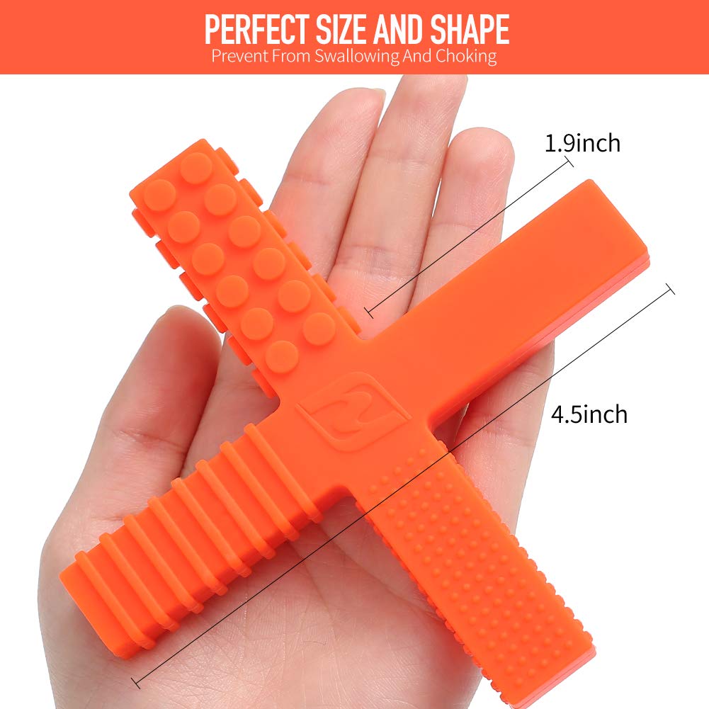 Sensory Chew Stick Toys for Boys Girls Kids with Autism, ADHD, SPD, Oral Motor Needs - Medium Hardness Teething Chewy Tubes with 4 Unique Textures (2 Pack)