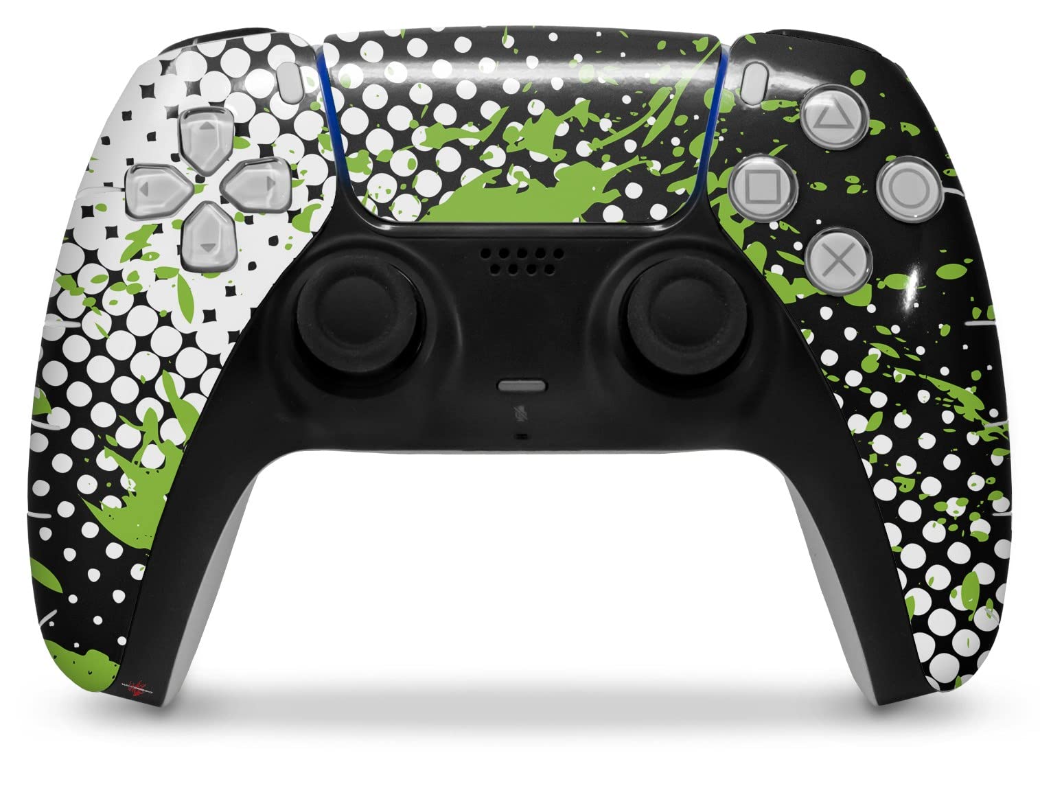 WraptorSkinz Skin Wrap compatible with Sony PS5 DualSense Controller Halftone Splatter Green White (CONTROLLER NOT INCLUDED)