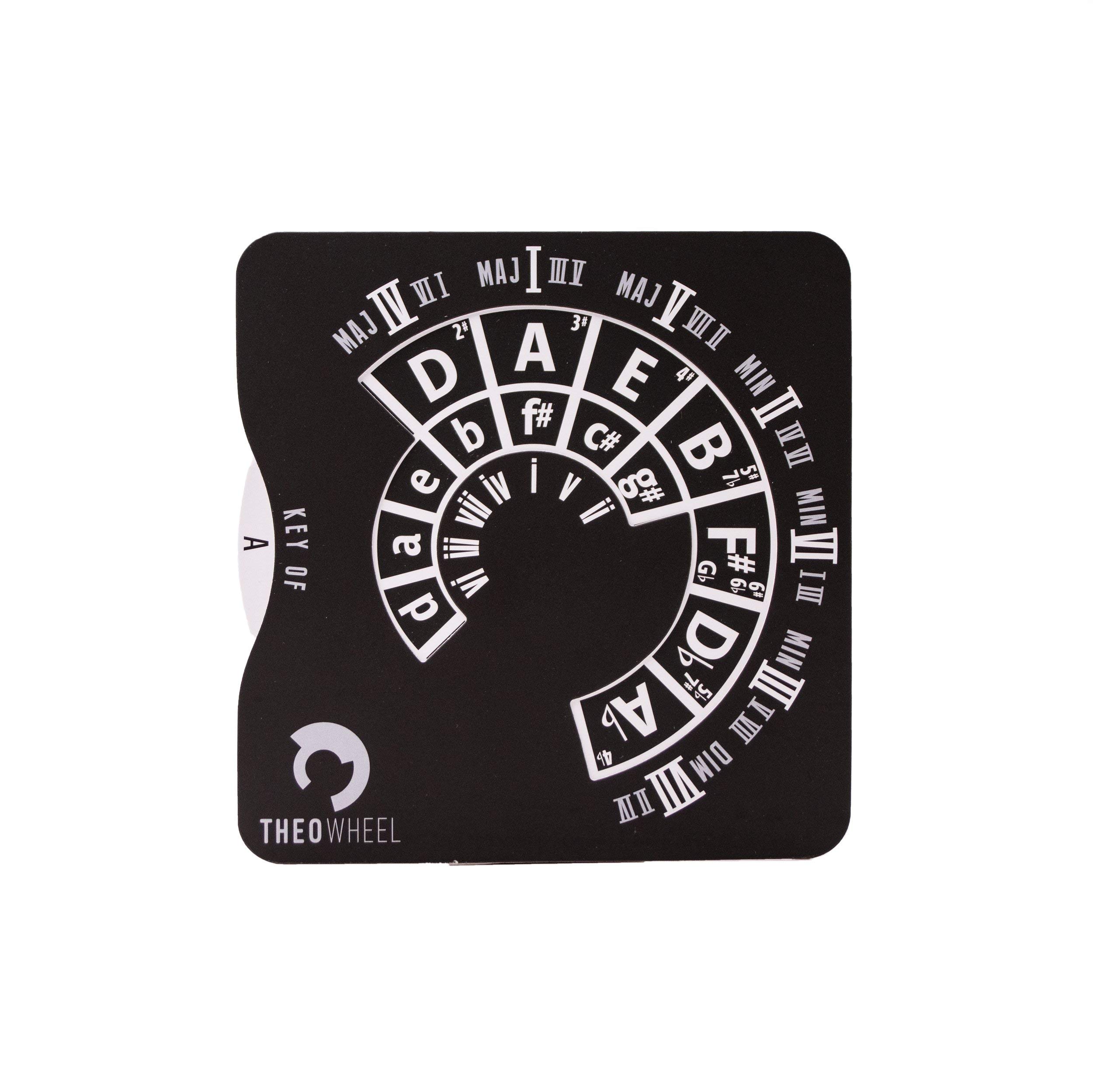 Theo Wheel - Music Theory Made Simple (Pure Black) - Circle of Fifths Educational Tool, Learn Major & Minor Chords for Guitar, Made In The USA - Version 2