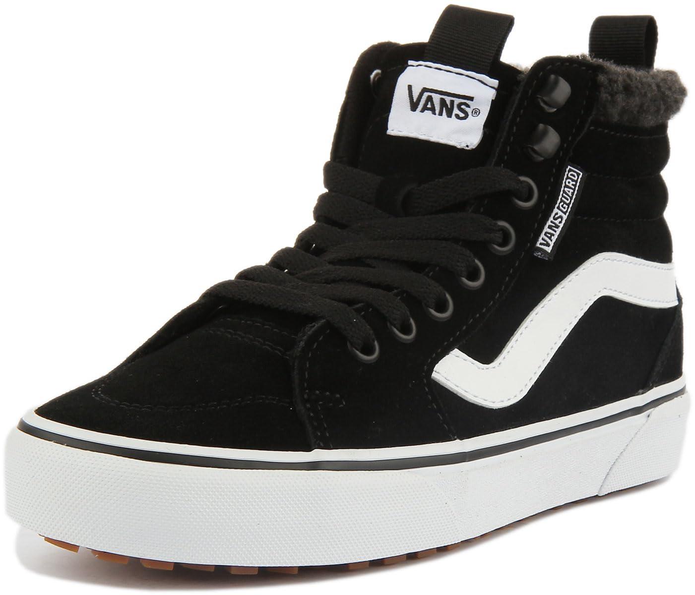 Vans Women's High-Top Sneaker, Suede Black White, 9