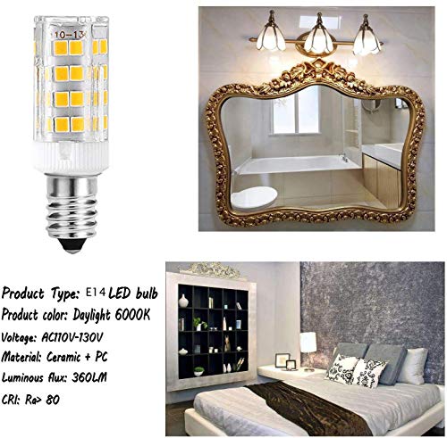 xiaominilight, 5pcs E14 LED Light Bulbs 5W Equivalent 40W Incandescent Bulb, E14 European Base Bulb, Dimmable, White 6000K, 400LM