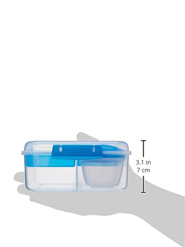 Sistema To Go Collection Bento Cube Lunch Box, Small, Clear/Blue Klips
