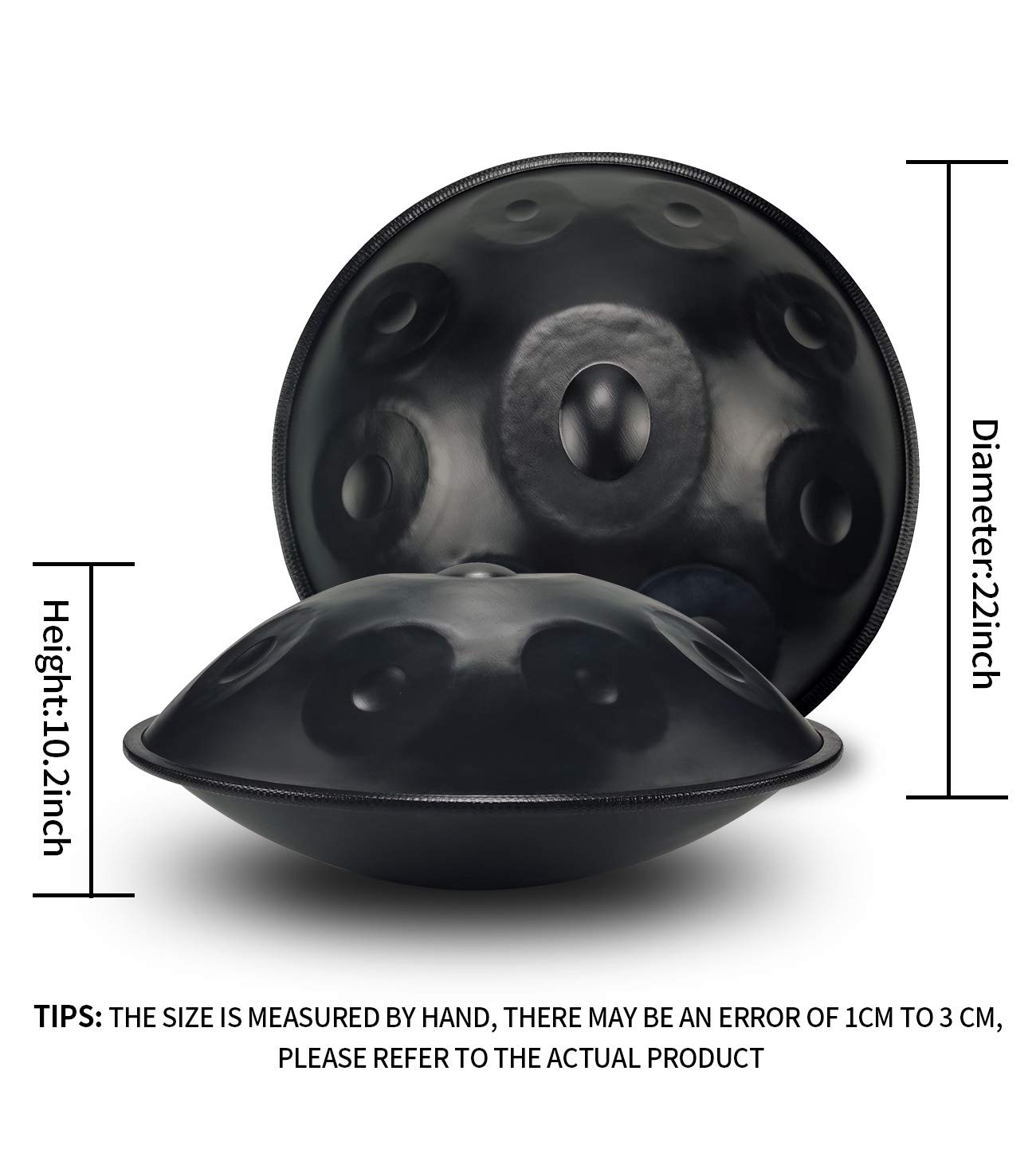 YuELinG 432Hz Handpan Steel Drum in D minor 9 notes with Soft Handpan csae, Handpan Stand, Handpan mallets and dust-free cloth (Black)
