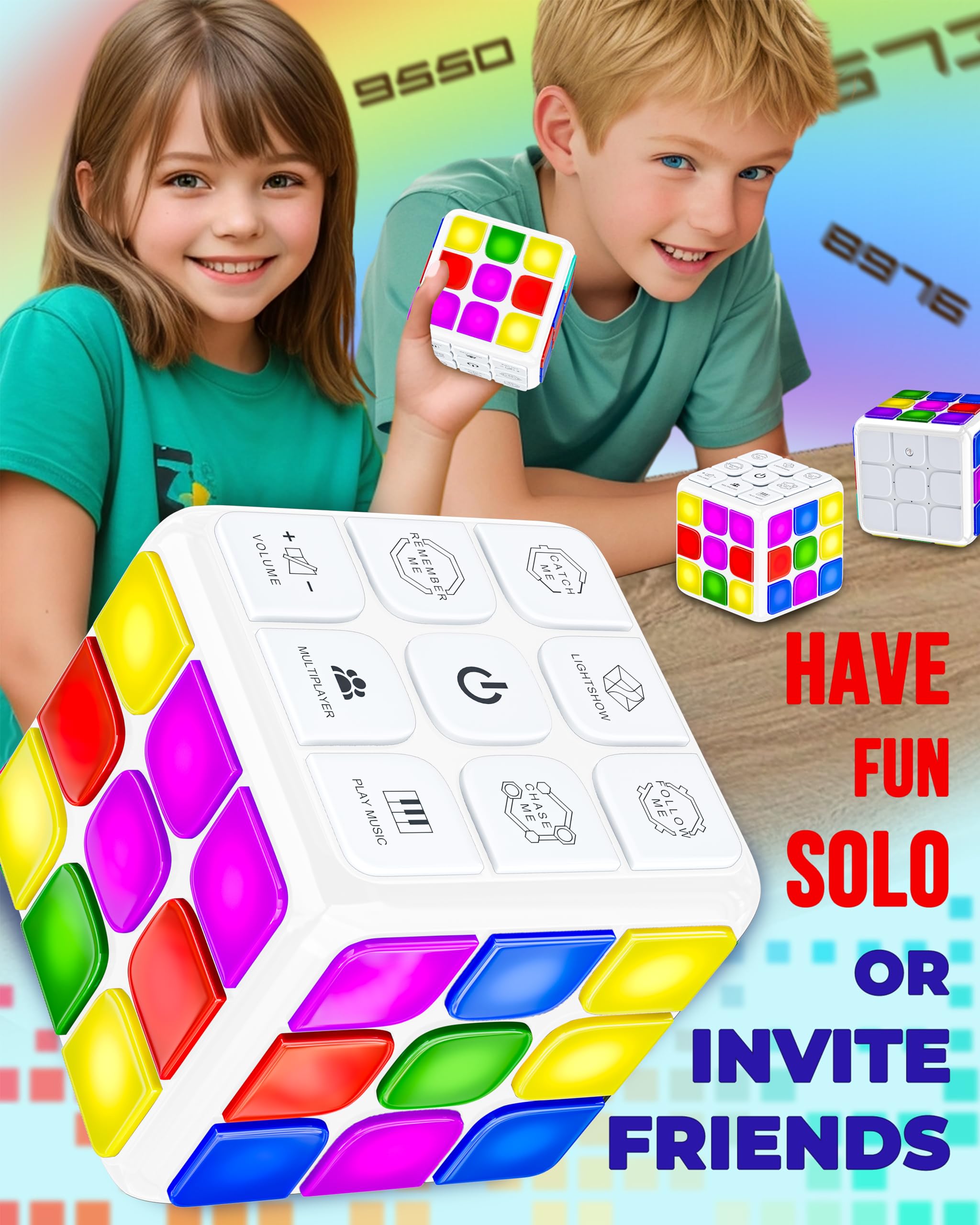 Skywin Puzzle Cube Game (White) - Flashing Cube Handheld Electronic Games Stem Toy - Fun Memory Games & Brain Games for Adults and Kids