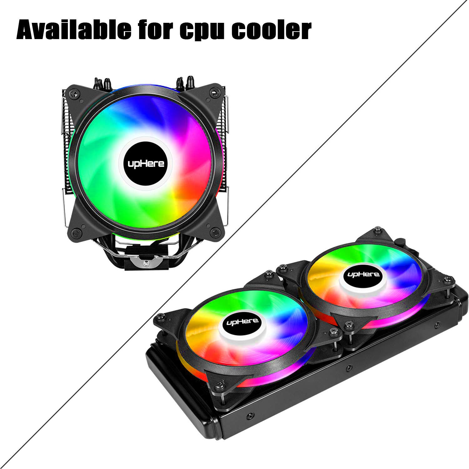 upHere 120mm 4-Pin PWM Rainbow LED Effect Case Fan for PC Cooling,Computer Cases, CPU Coolers,Water Cooler and Radiators Ultra Quiet,3-Pack,T4CF4-3