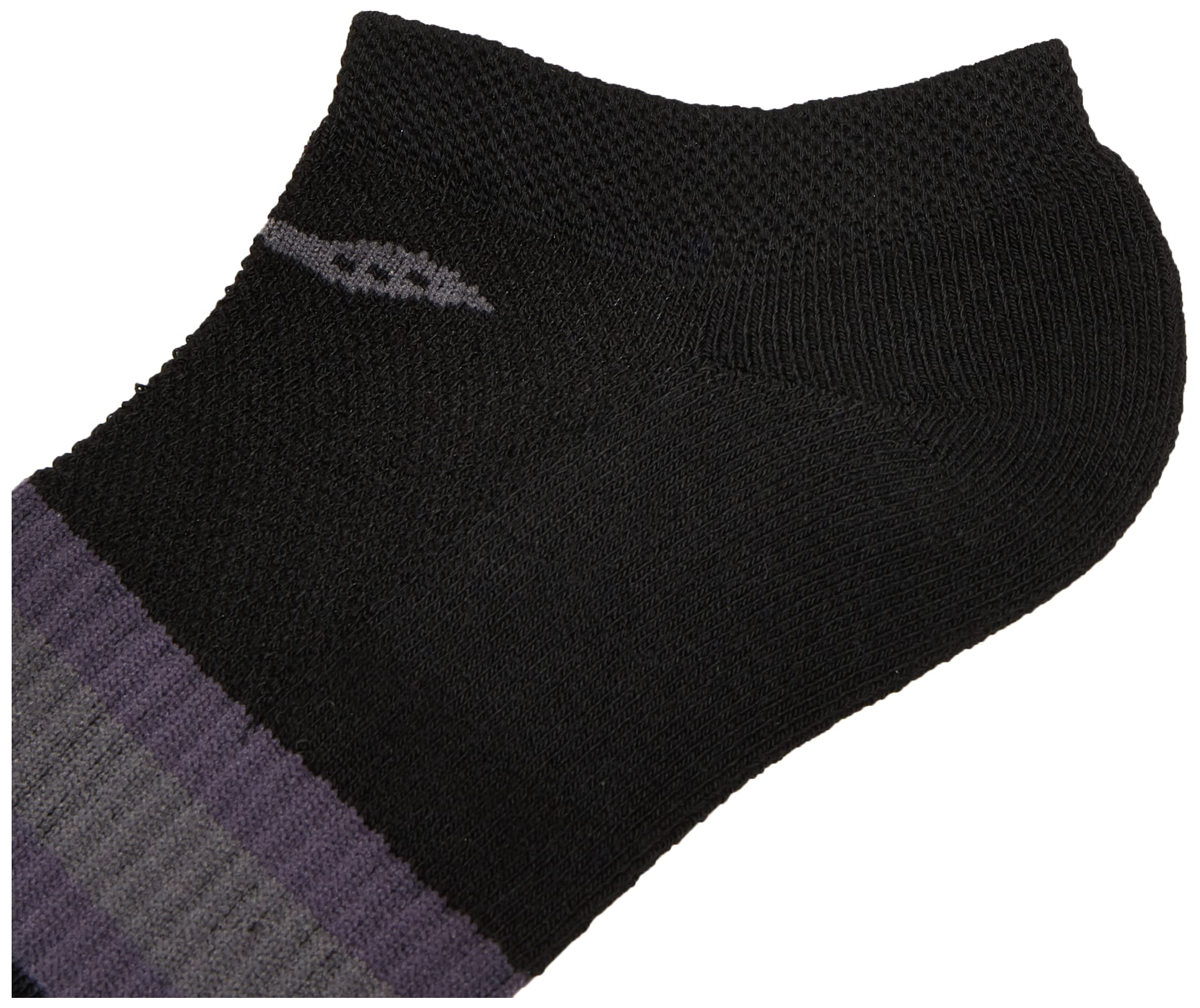 Saucony mens 6 Pairs Arch Stripe Performance No Show athletic socks, Black Grey (6 Pairs), Shoe Size 8-12 US
