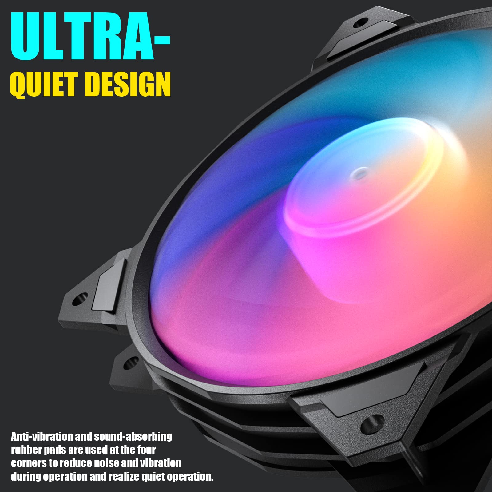upHere 120mm Case Fan,3 Pack LED Cooling PC Fans,5V ARGB Addressable Motherboard SYNC/RC Controller, Colorful Cooler Speed Adjustable with Fan Control Hub