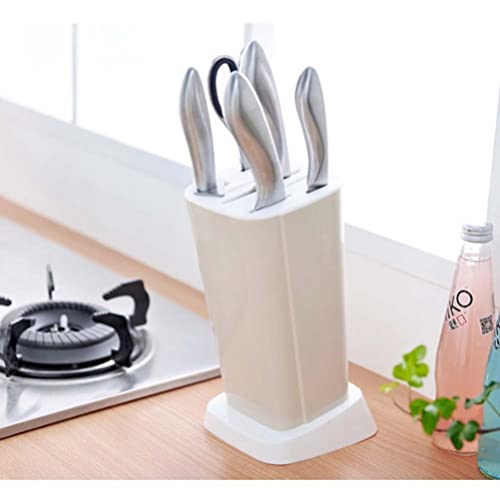 Universal Knife Block Plastic Block Without Knives: Kitchen Counter Universal Holder Modern Blocks Storage Organizer for Home Kitchen Restaurant Beige Knife Inserted Holder