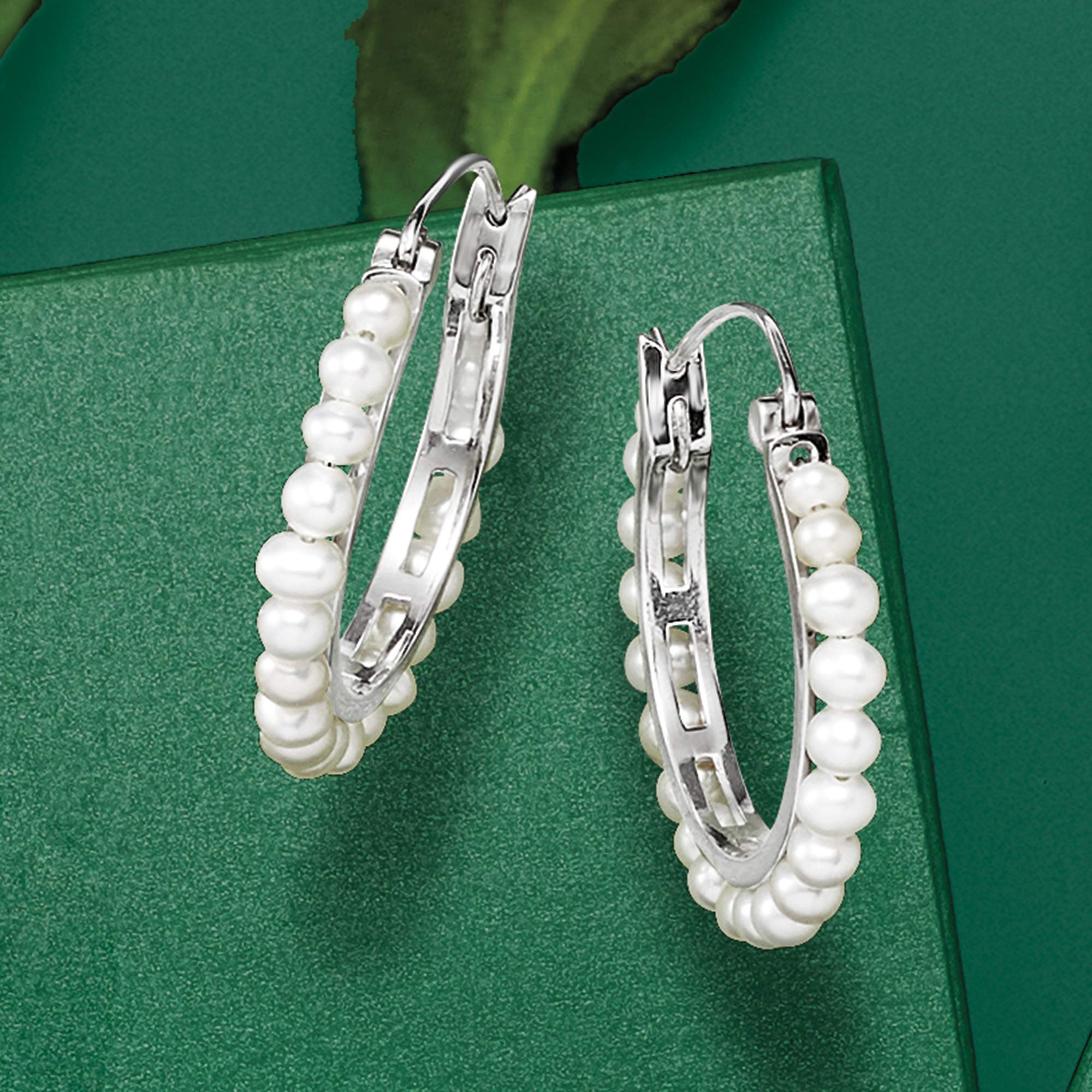 Ross-Simons 3-3.5mm Cultured Pearl Hoop Earrings