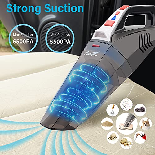 TowerTop Car Vacuum, Portable Car Vac 12V High Power Corded Handheld Vacuum with 16.4ft Power Cord
