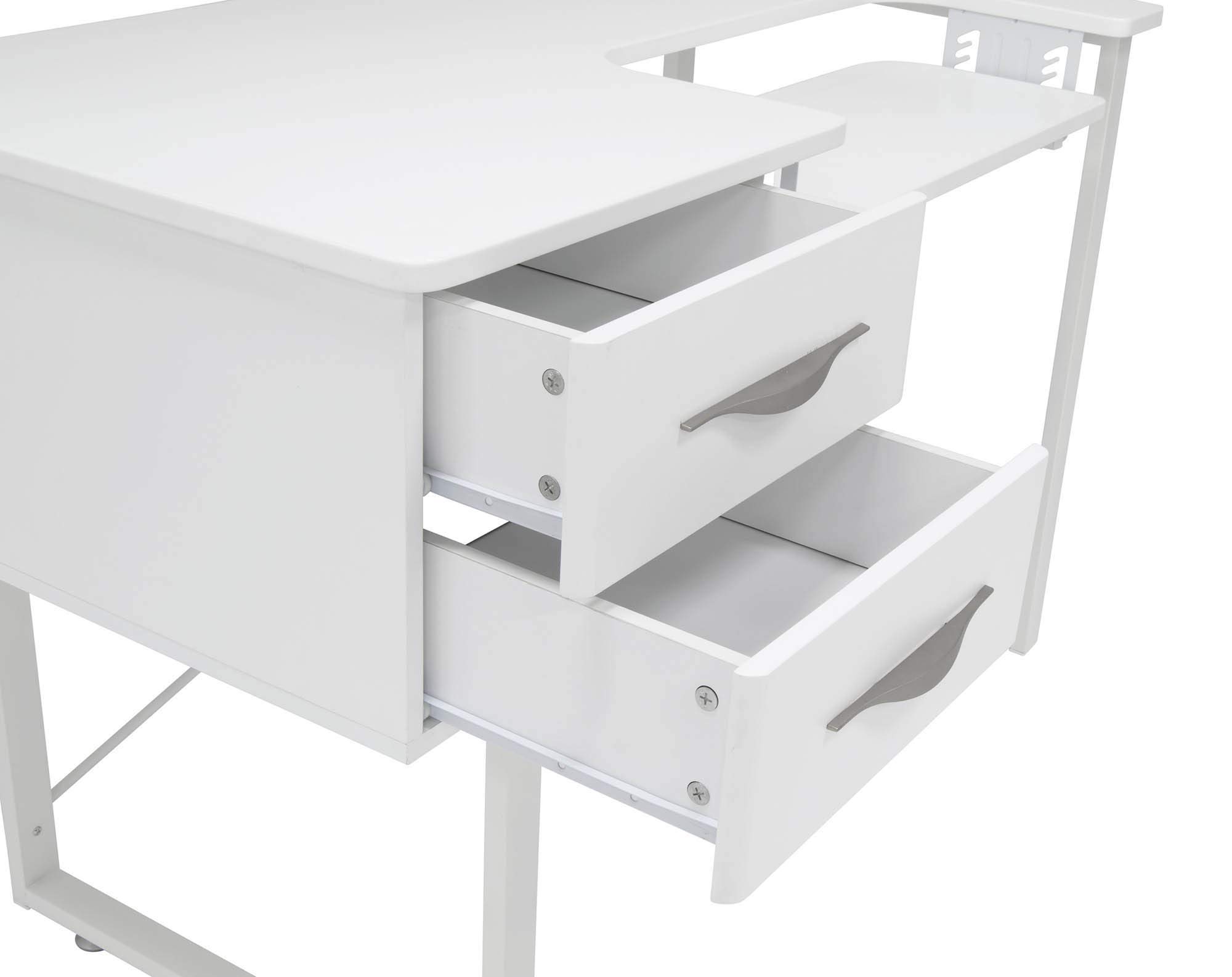 Sew Ready , White Pro Line Craft, Sewing, and Office Desk with 2 Drawers
