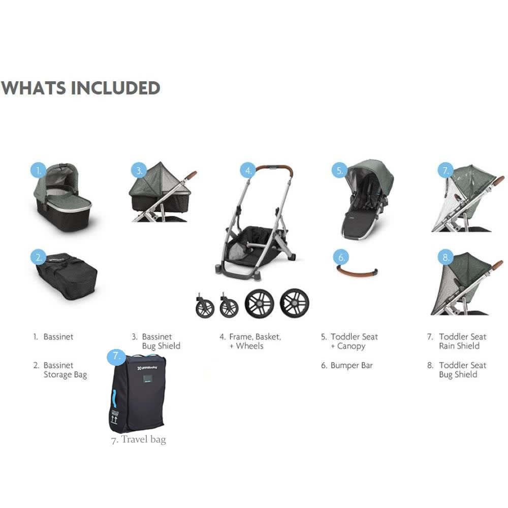 UPPAbaby 2018 Vista + Travel Bag - Bryce (White Marl/Silver/Chestnut Leather)