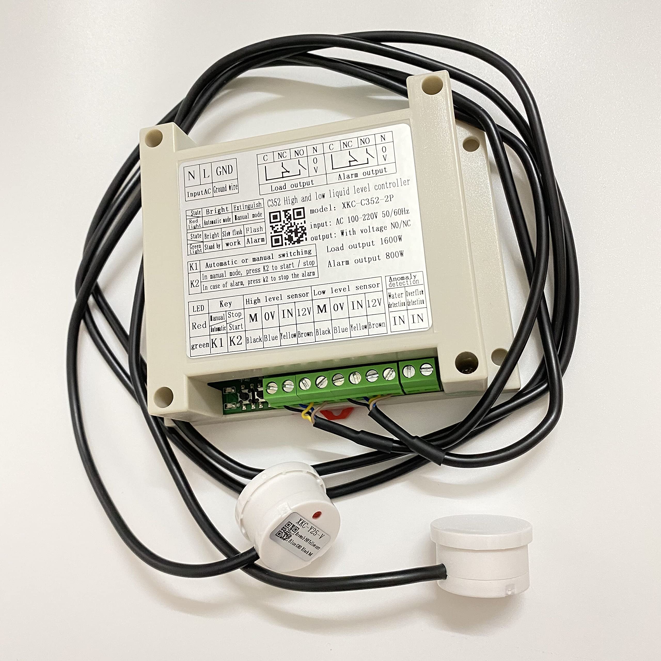 Taidacent Automatic Water Level Controller Water Pump Controller Water Tank Automatic Filling System Either to Fill or Empty a Tank Two Non Contact Water Tank Water Level Sensors 1 Meter Cable