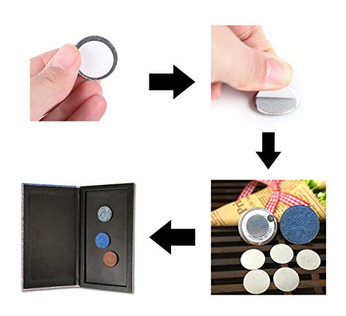 TUOKING 50pcs Round Metal Stickers for Non-Magnetic Eyeshadow Pan Use with Magnetic Makeup Palette (Diameter 2.5cm)