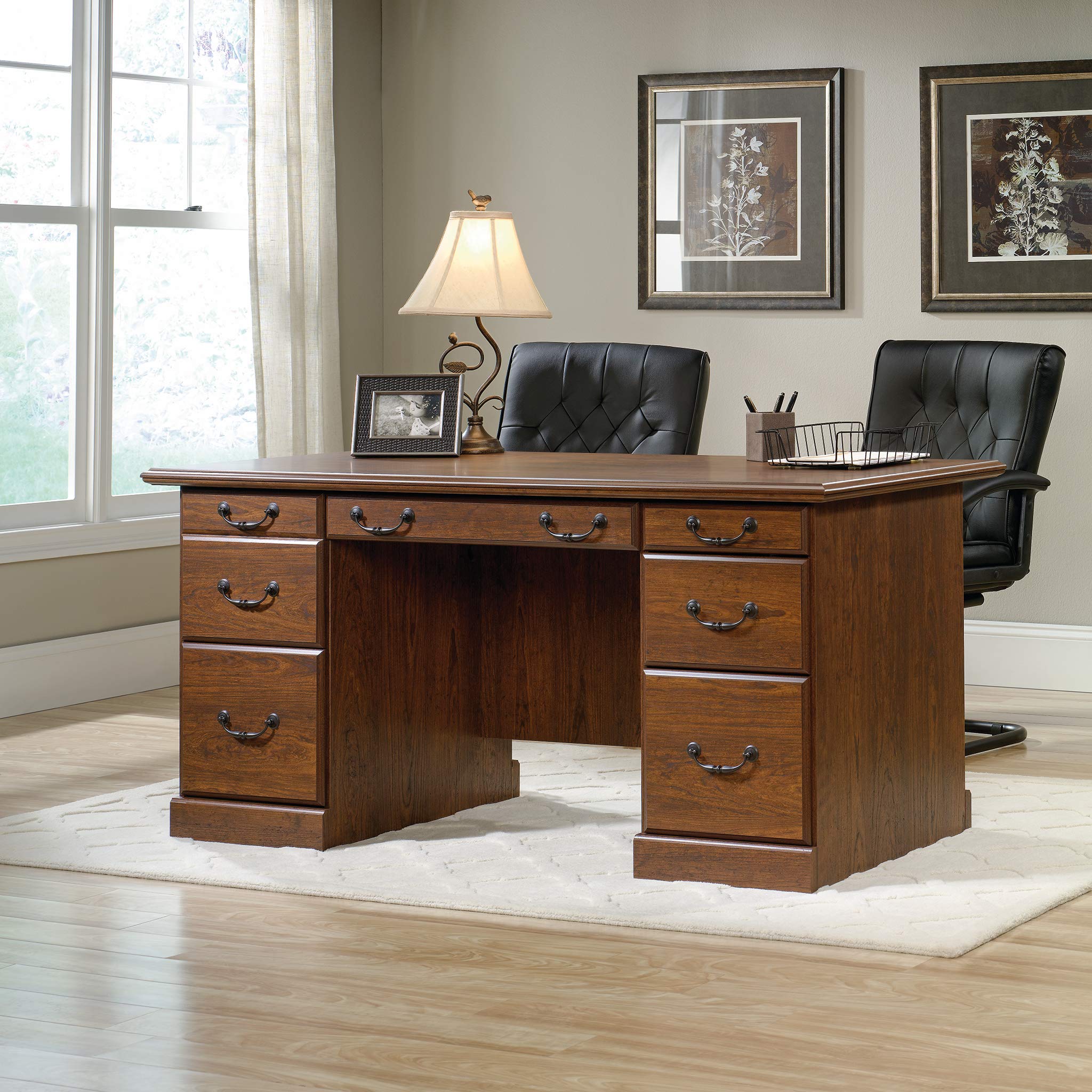 Sauder Orchard Hills Executive Desk, Milled Cherry finish